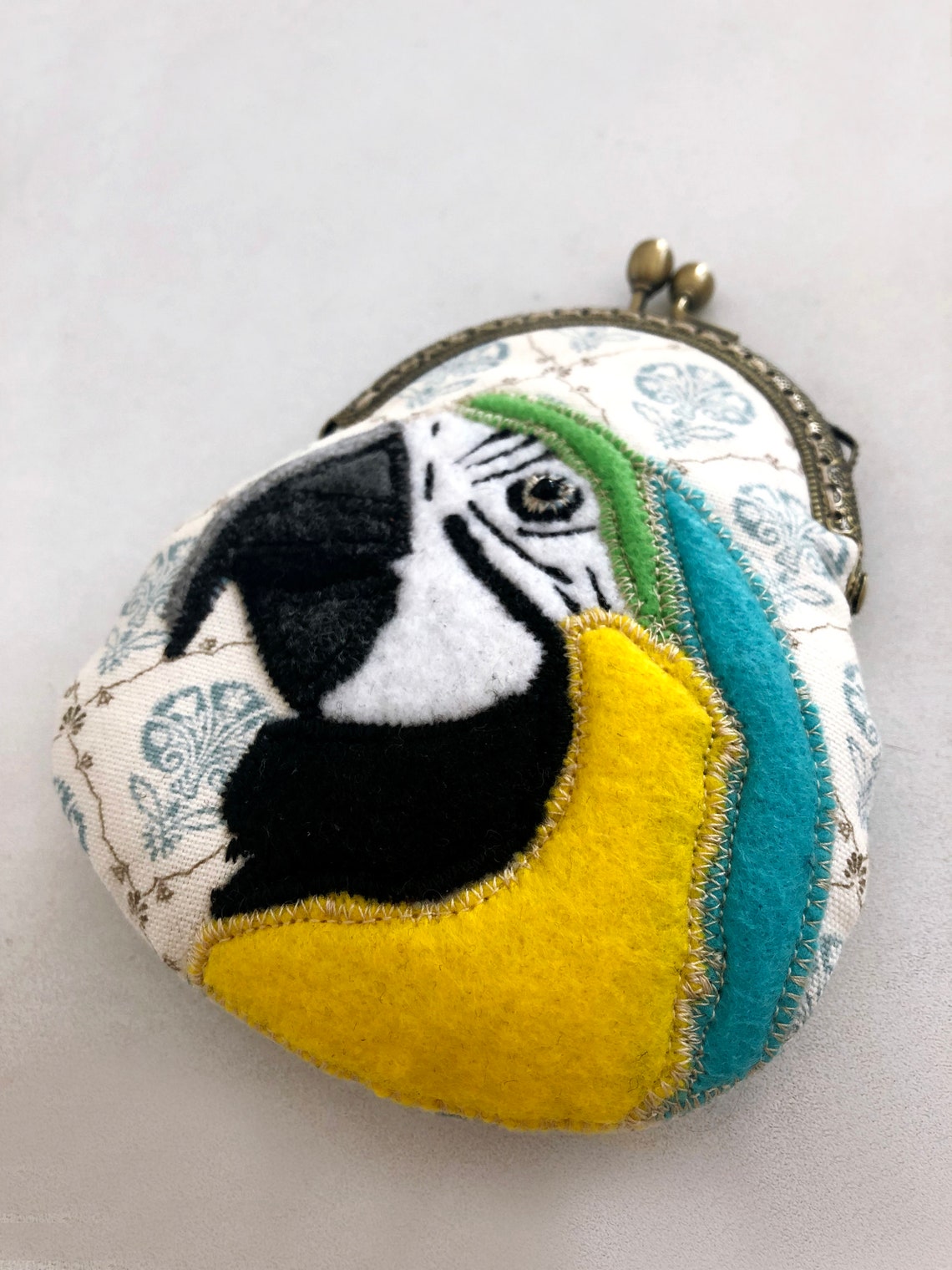 Parrot Purse, Parrot Head Coin Purse, Bird Purse, Felt Parrot Frame ...