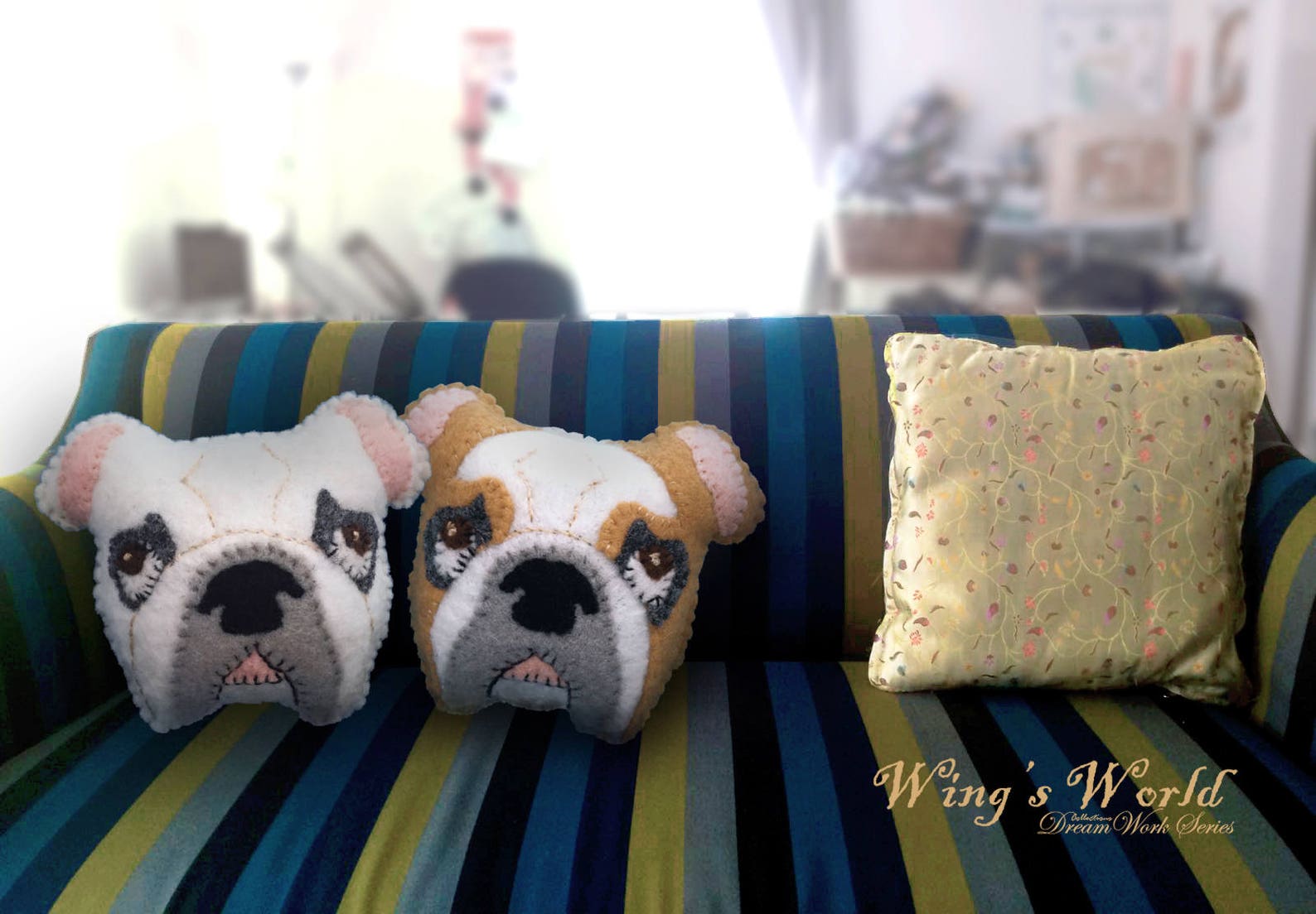 Dog Cushion, Bulldog, White Bulldog Pillow, Dog Head Cushion, Dog ...