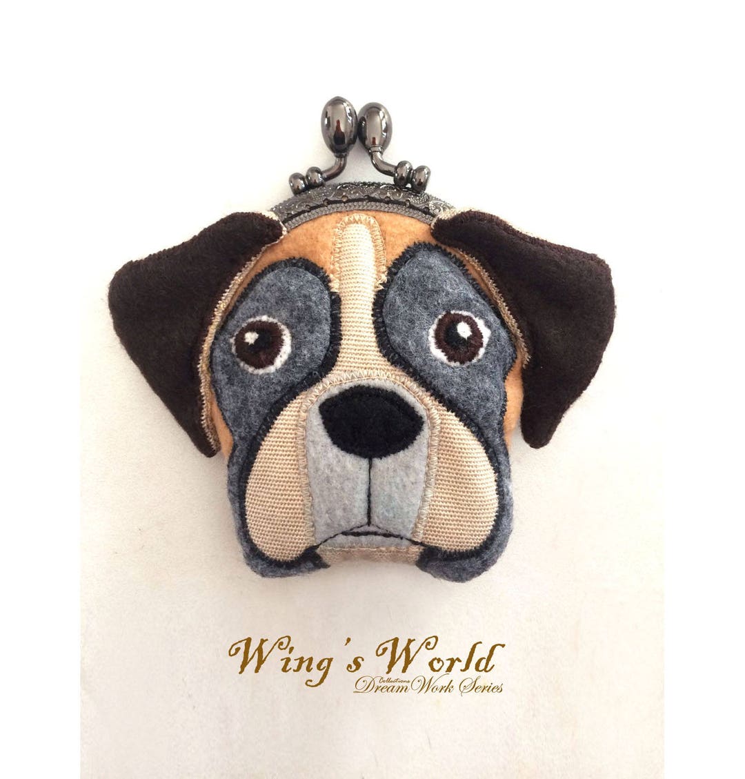 Boxer Dog Purse, Boxer Coin Purse, Dog Purse, Felt Dog Metal Frame ...