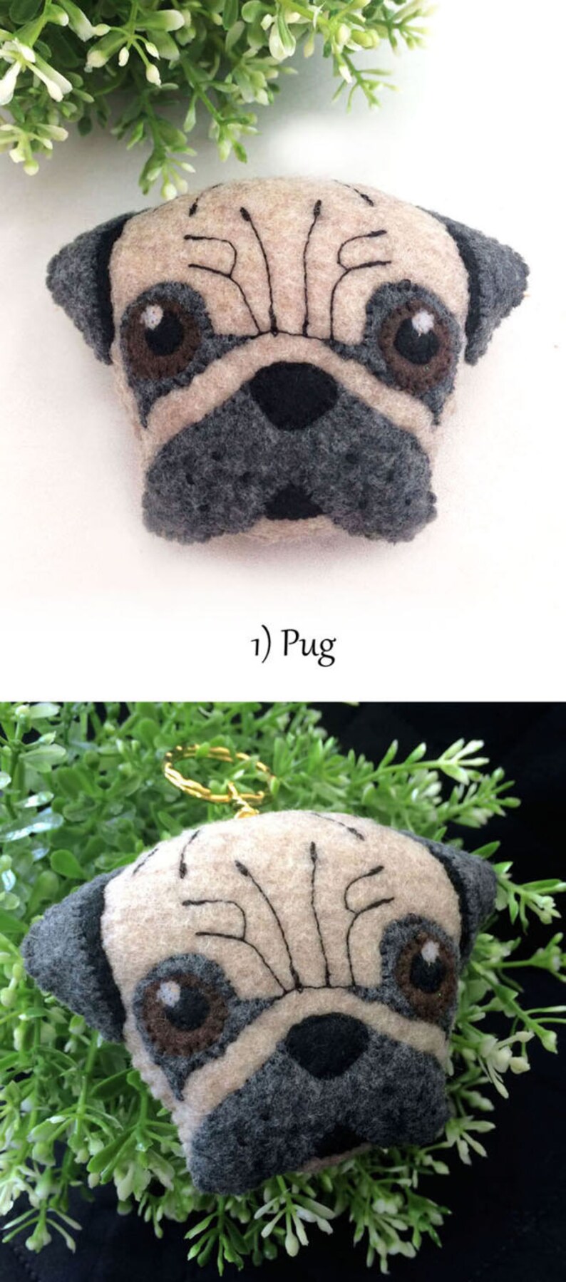 Felt Dog Decoration Brooch Pin Key Chain. Pug Yorkshire - Etsy