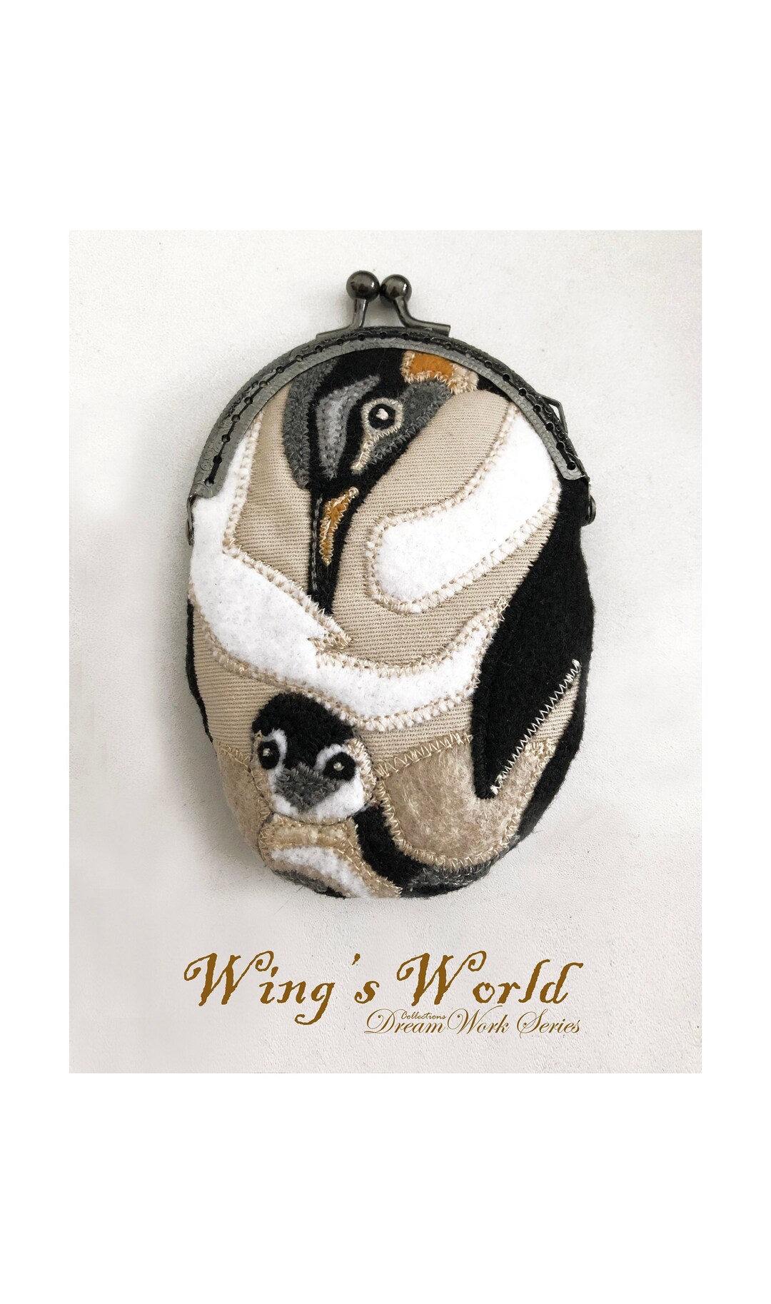 Penguin Purse, Penguin Coin Purse, Bird Purse, Felt Penguin Metal Frame ...