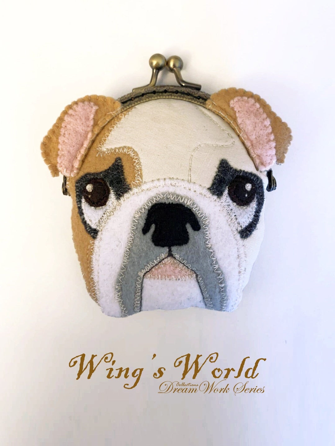 Bulldog Purse, Bulldog Coin Purse, Purse, Felt Bulldog Metal Frame ...