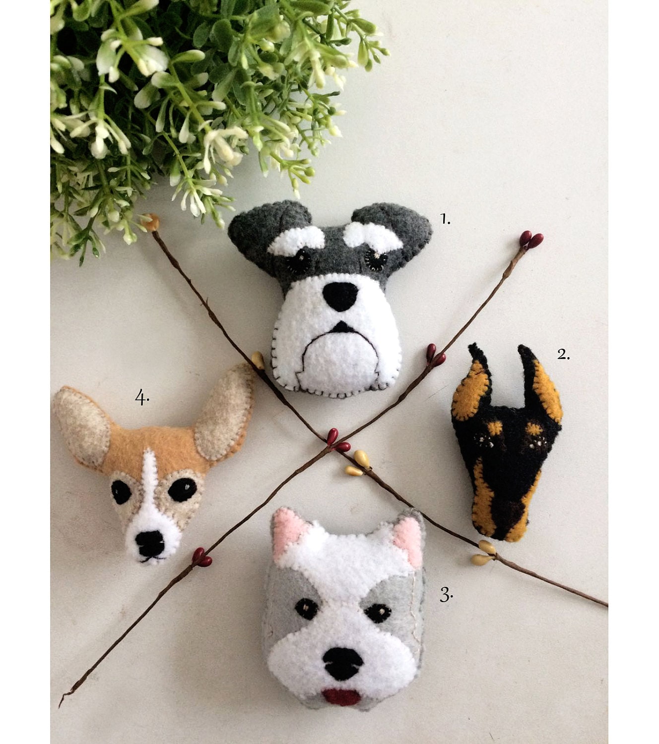 Felt Dog Decoration Brooch Pin Key Chain. Schnauzer Doberman | Etsy