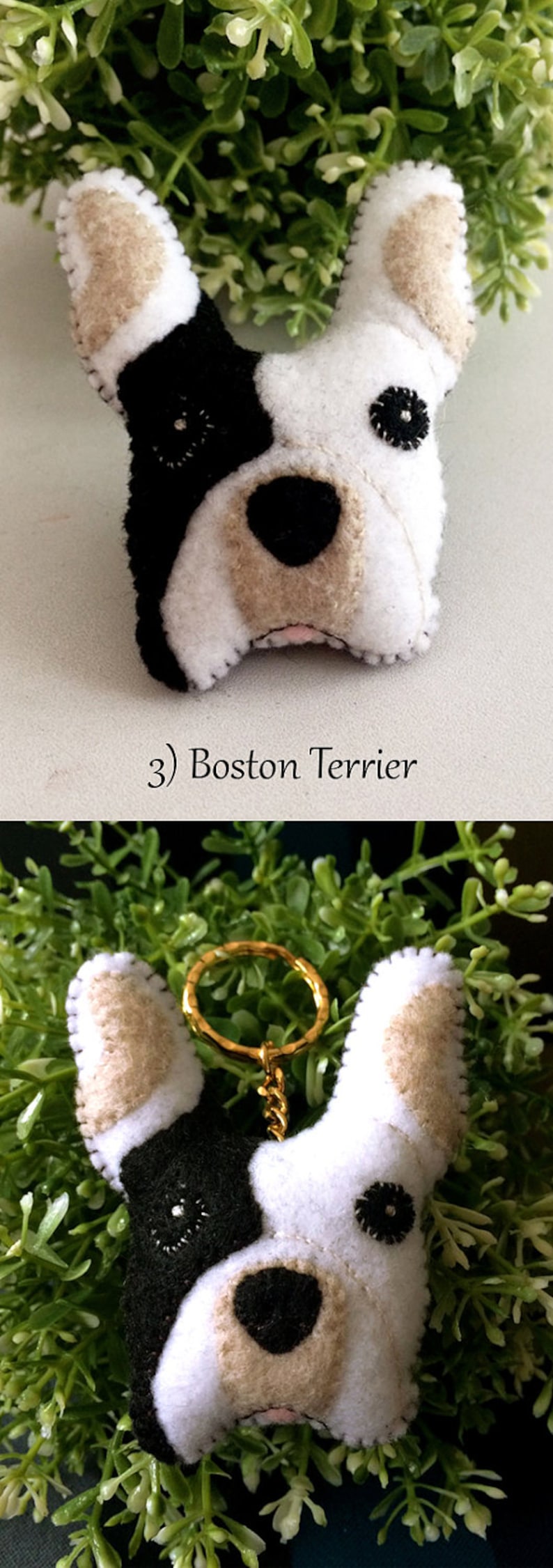 Felt Dog Decoration Brooch Pin, Key Chain. Saint Bernard, Bull Terrier ...