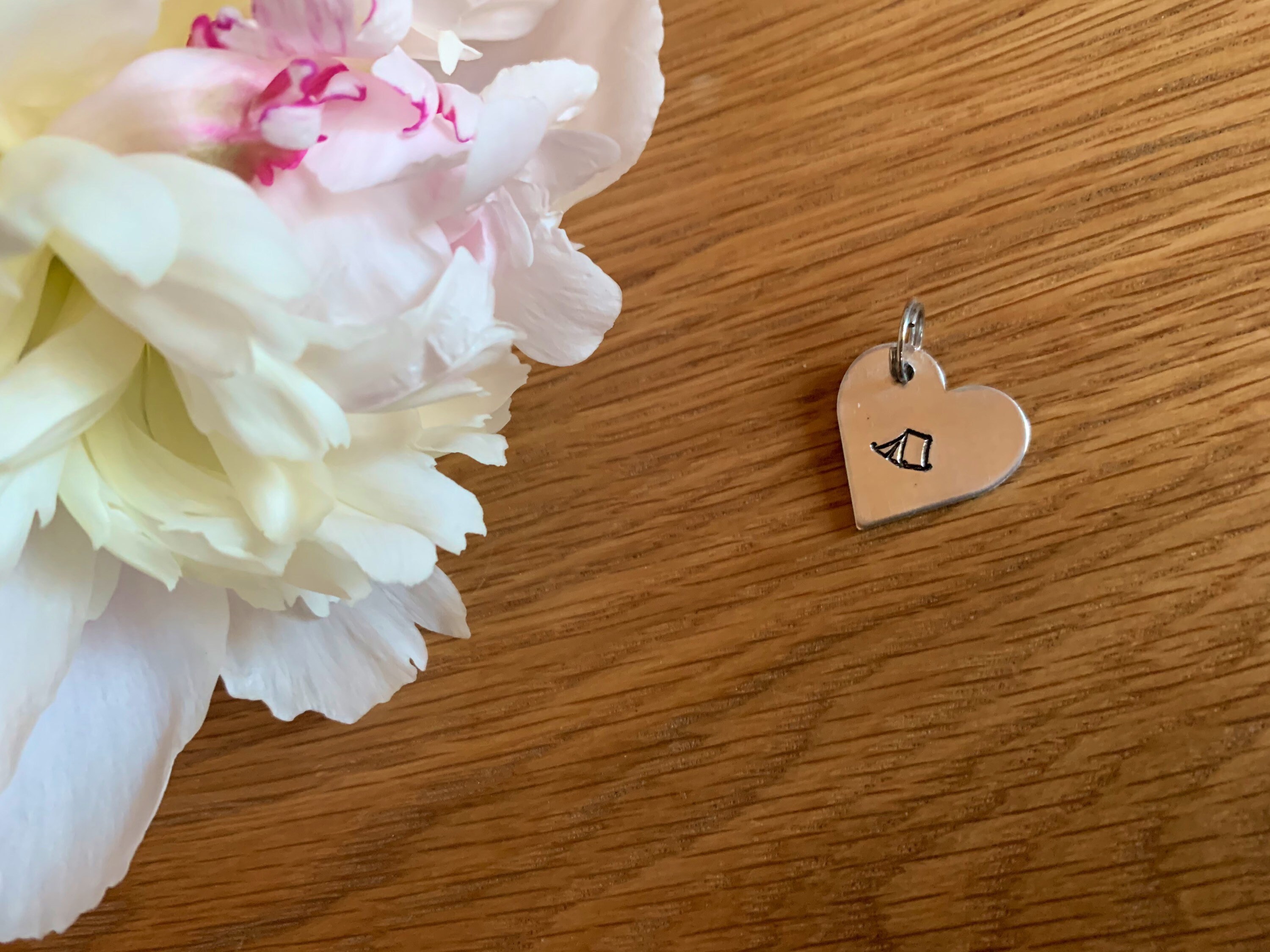 Tent Hand Stamped Keychain Charm on Aluminum Heart - Etsy UK