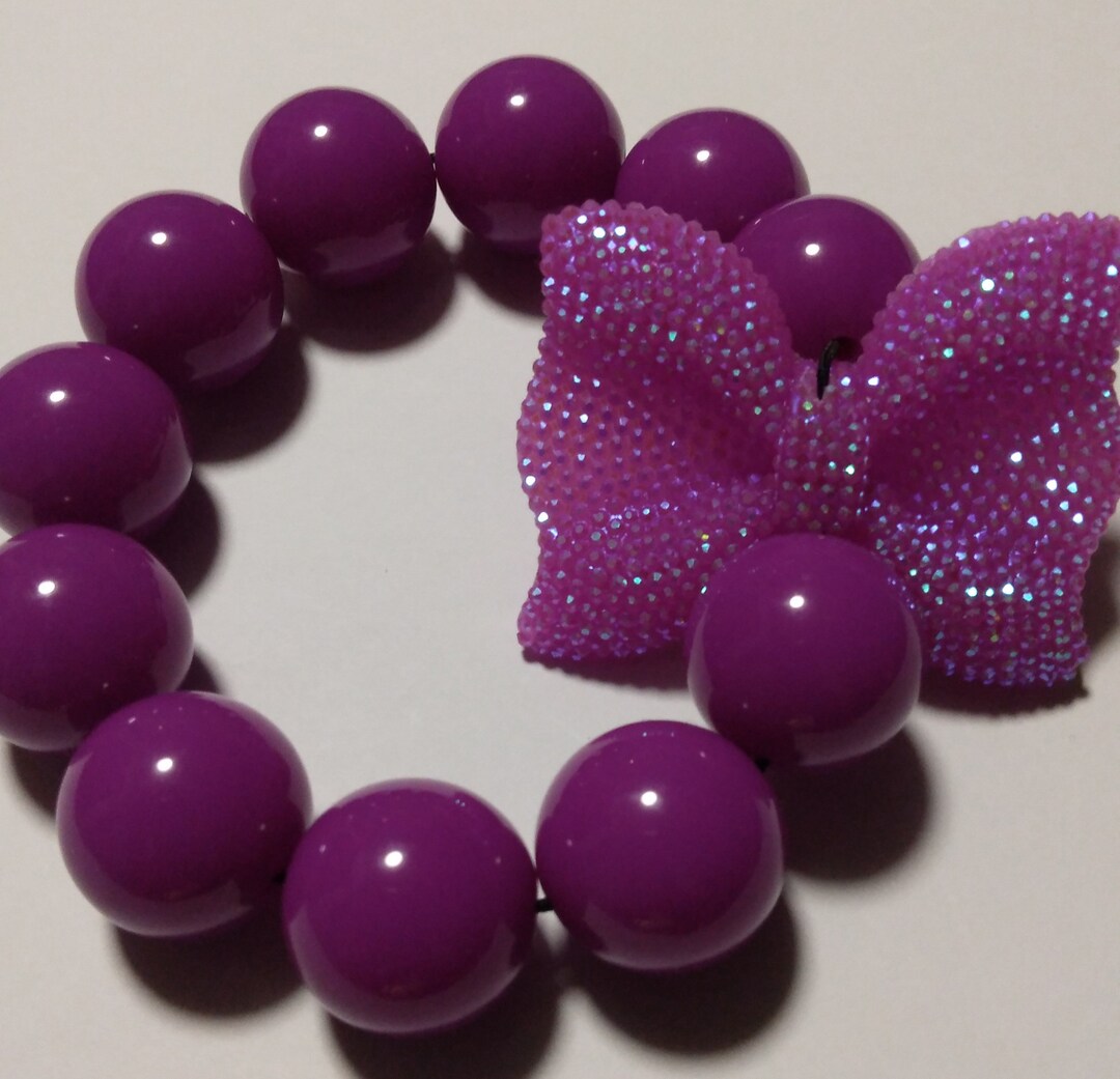 Fuschia Bow Christmas Bracelet - Etsy