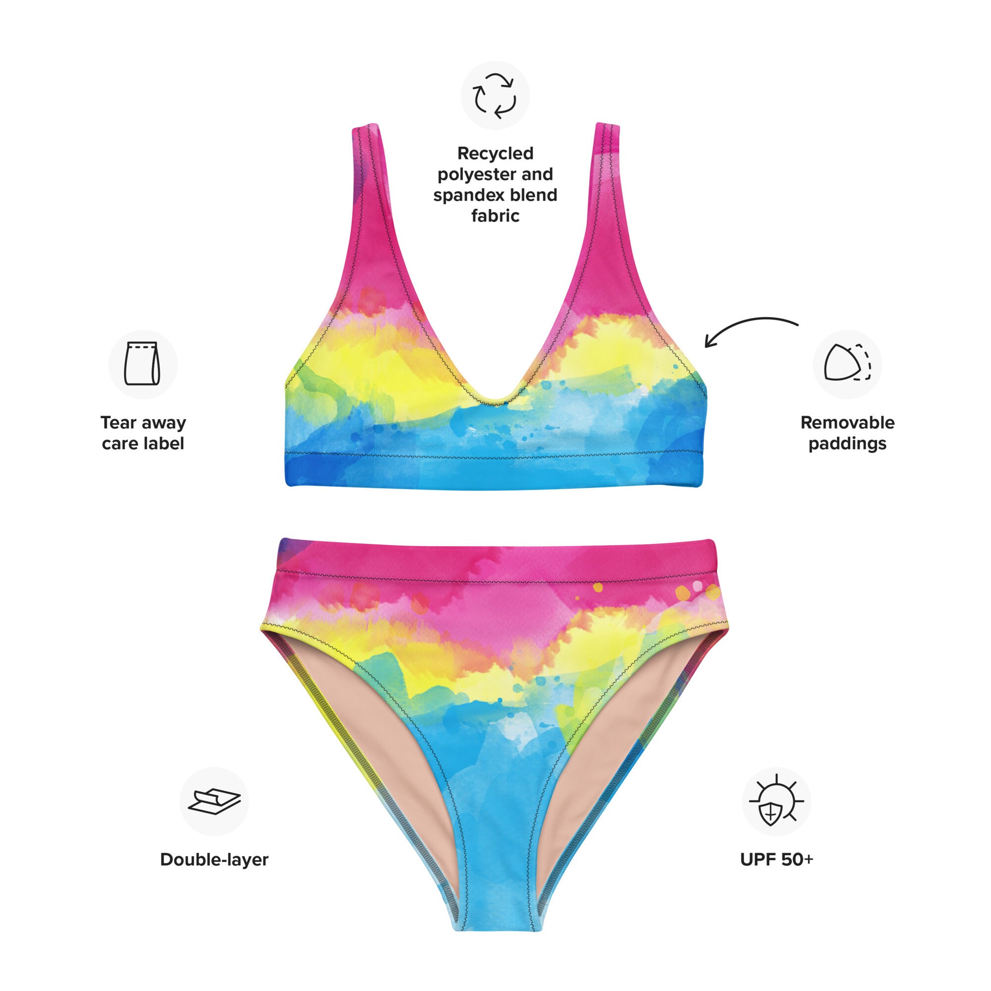 PANSEXUAL Watercolor Pride Recycled High-waisted Bikini - Etsy
