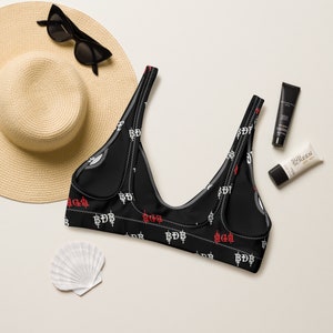 BDB Logo Pattern- Recycled Padded Bikini Top Separates - Black- UP TO ...