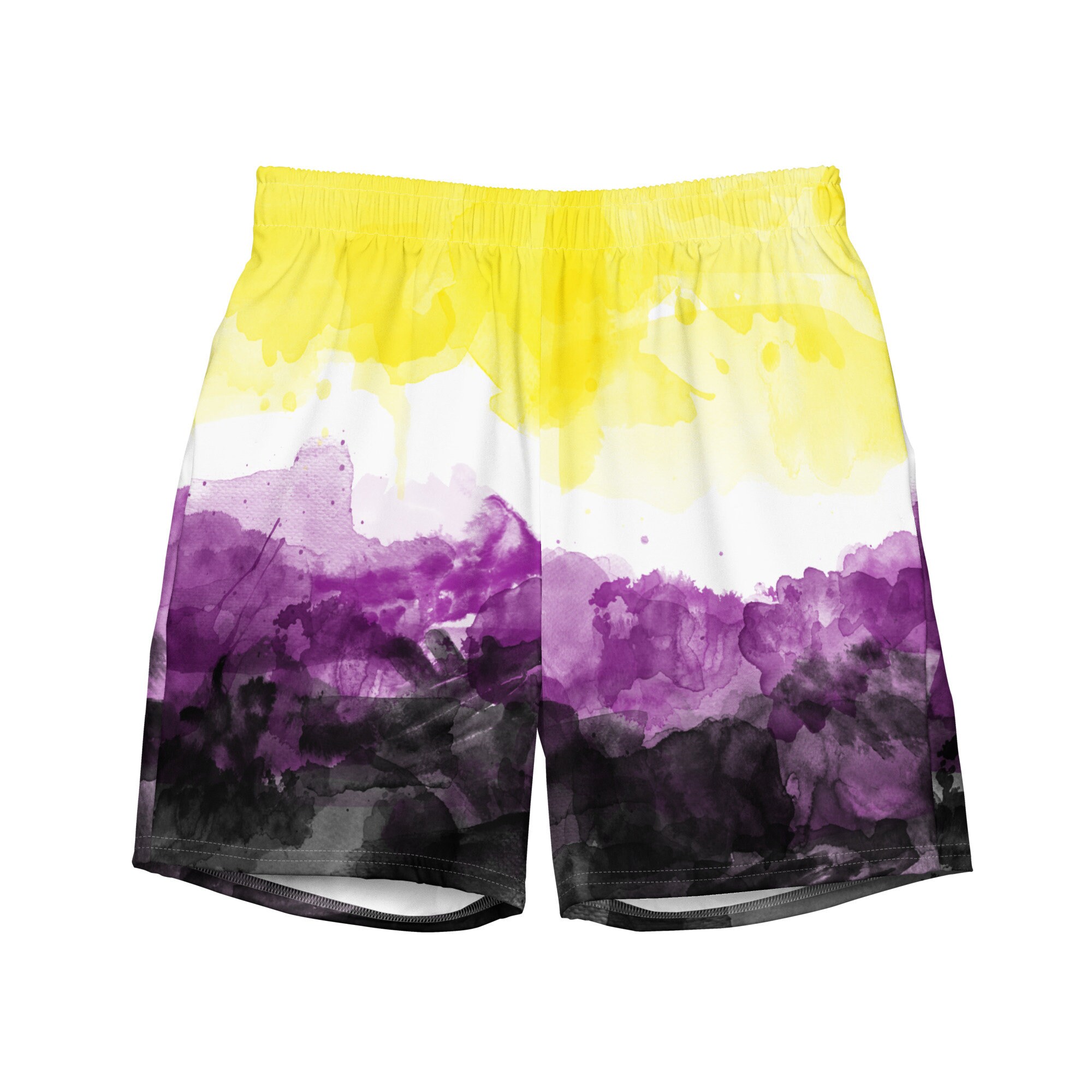 NON-BINARY Watercolor Pride Recycled Unisex Swimming Trunks- up to 6X! - Etsy