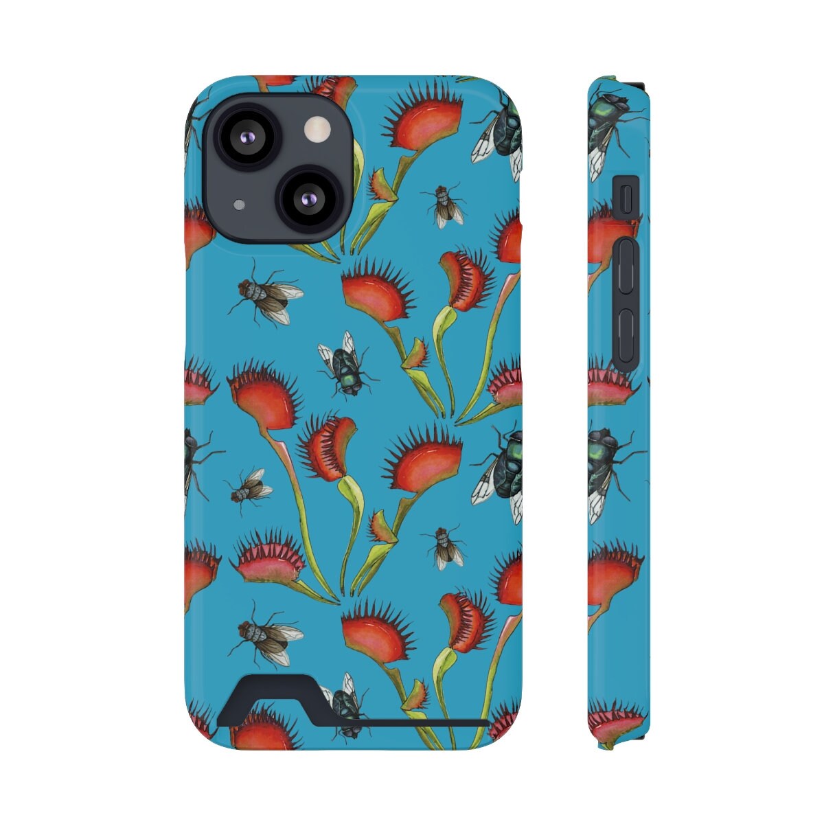 VENUS FLY TRAPS- Carnivorous Plants & Flies Phone Case With Card Holder ...
