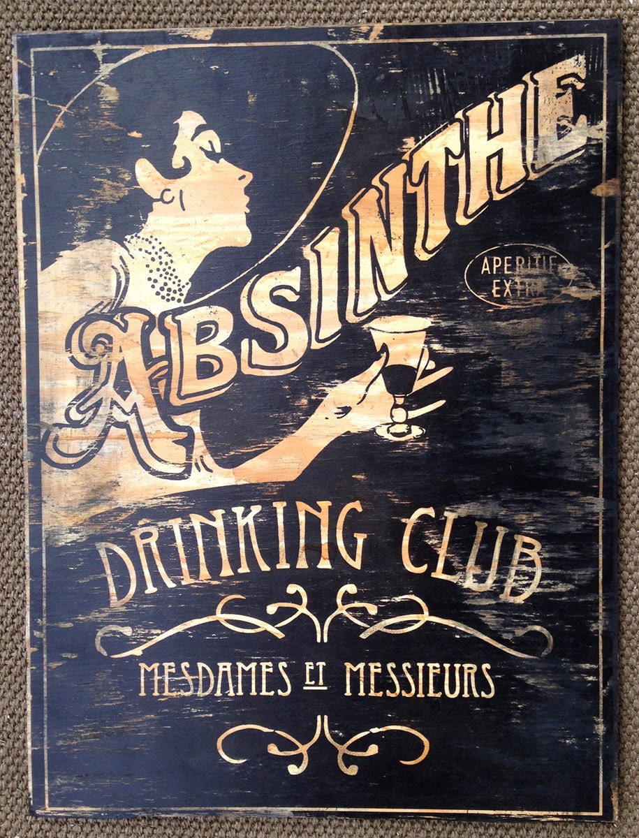Absinthe Drinking Club Wood Sign - Etsy