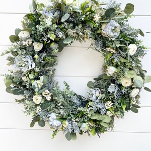 28” Natural Greens and Spring Florals Wreath - Etsy
