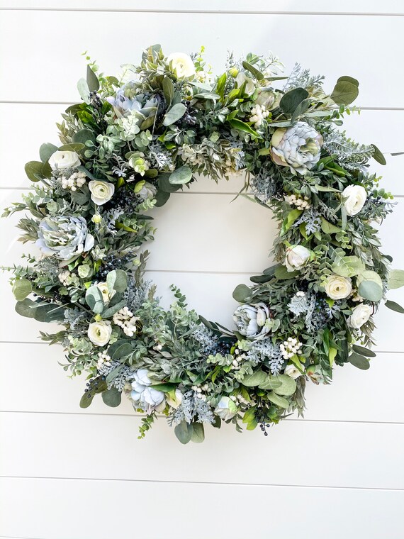 28 Natural Greens and Spring Florals Wreath | Etsy