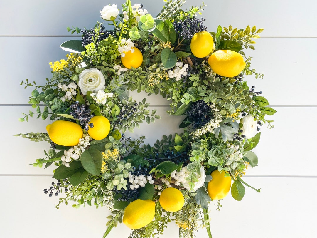 Lemon and Blueberry 18” Wreath - Etsy