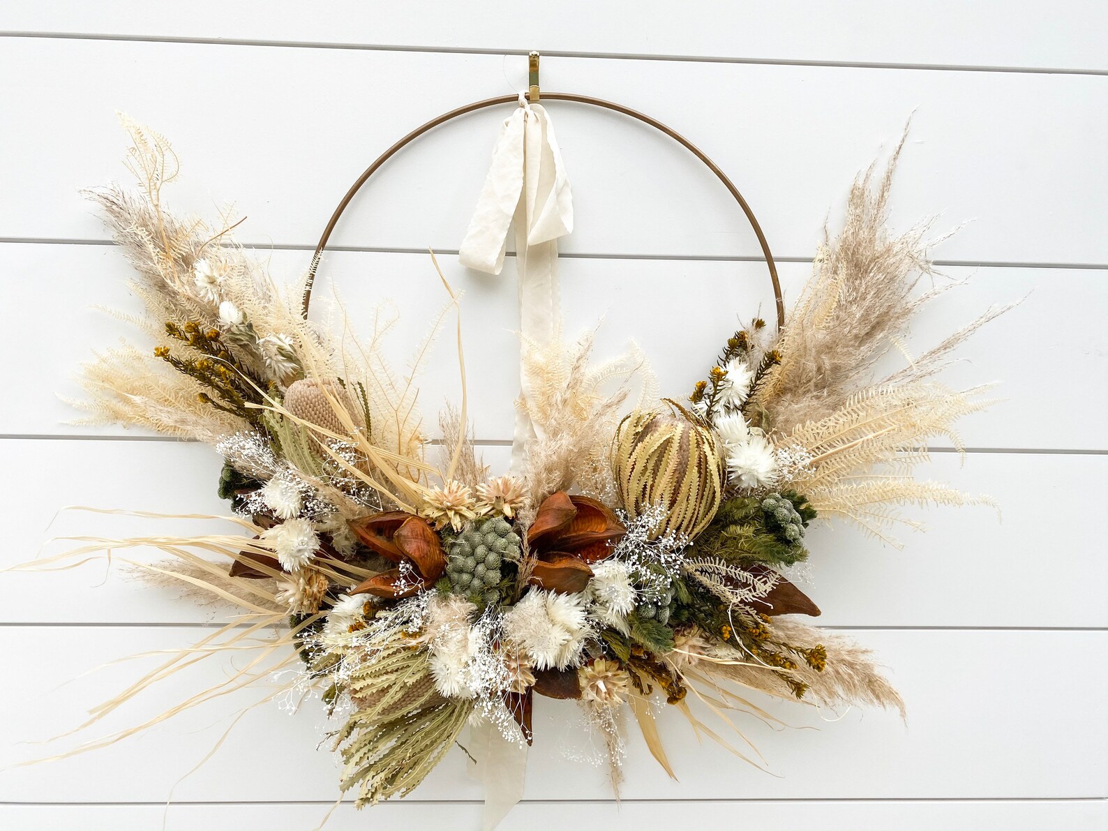 Dried Floral Gold Ring Wreath | Etsy