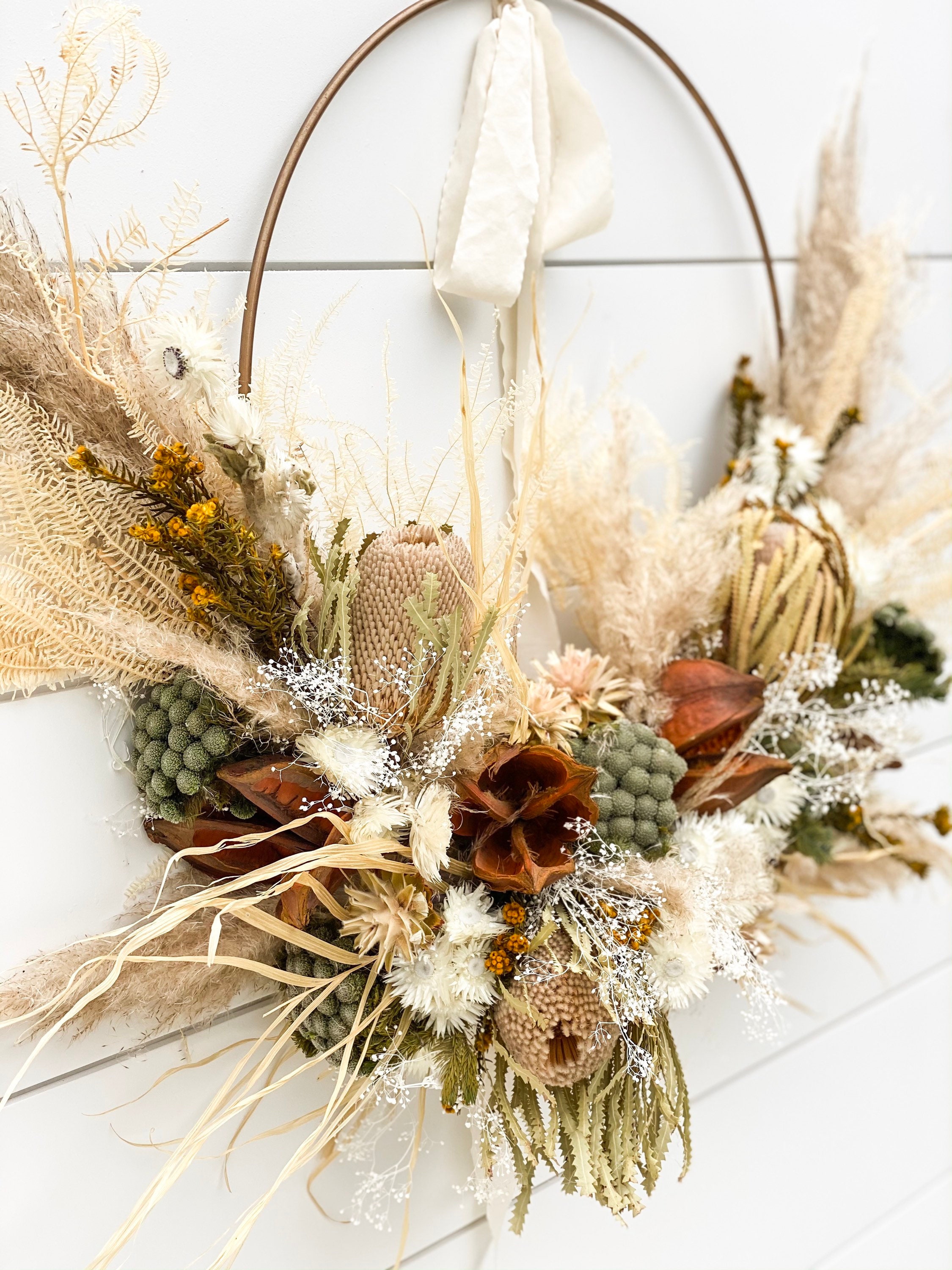 Dried Floral Gold Ring Wreath | Etsy