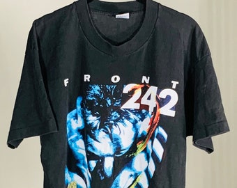 Vtg 1993 Front 242 Concert T-shirt Black XL 90s up Evil Tour Industrial ...