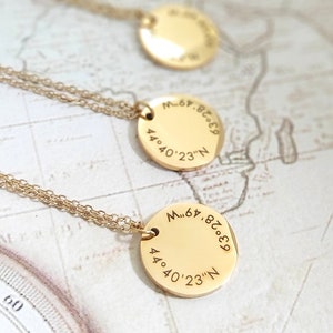 Coordinate Necklace, Unisex Gps Location Latitude Longitude Gift, Long ...