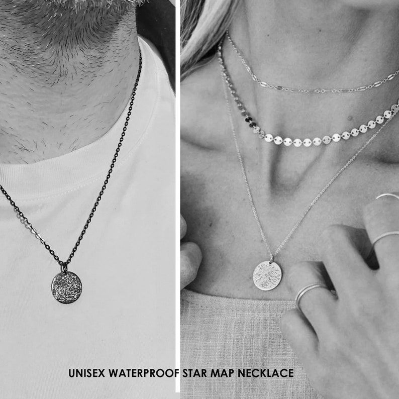 Personalized Sky Night Star Map Necklace for Couples, Waterproof Custom ...