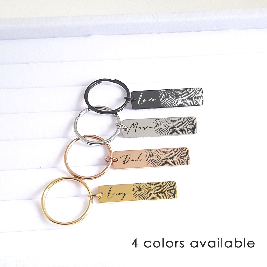 Personalized Memorial Fingerprint Keychain With Handwriting, Custom ...