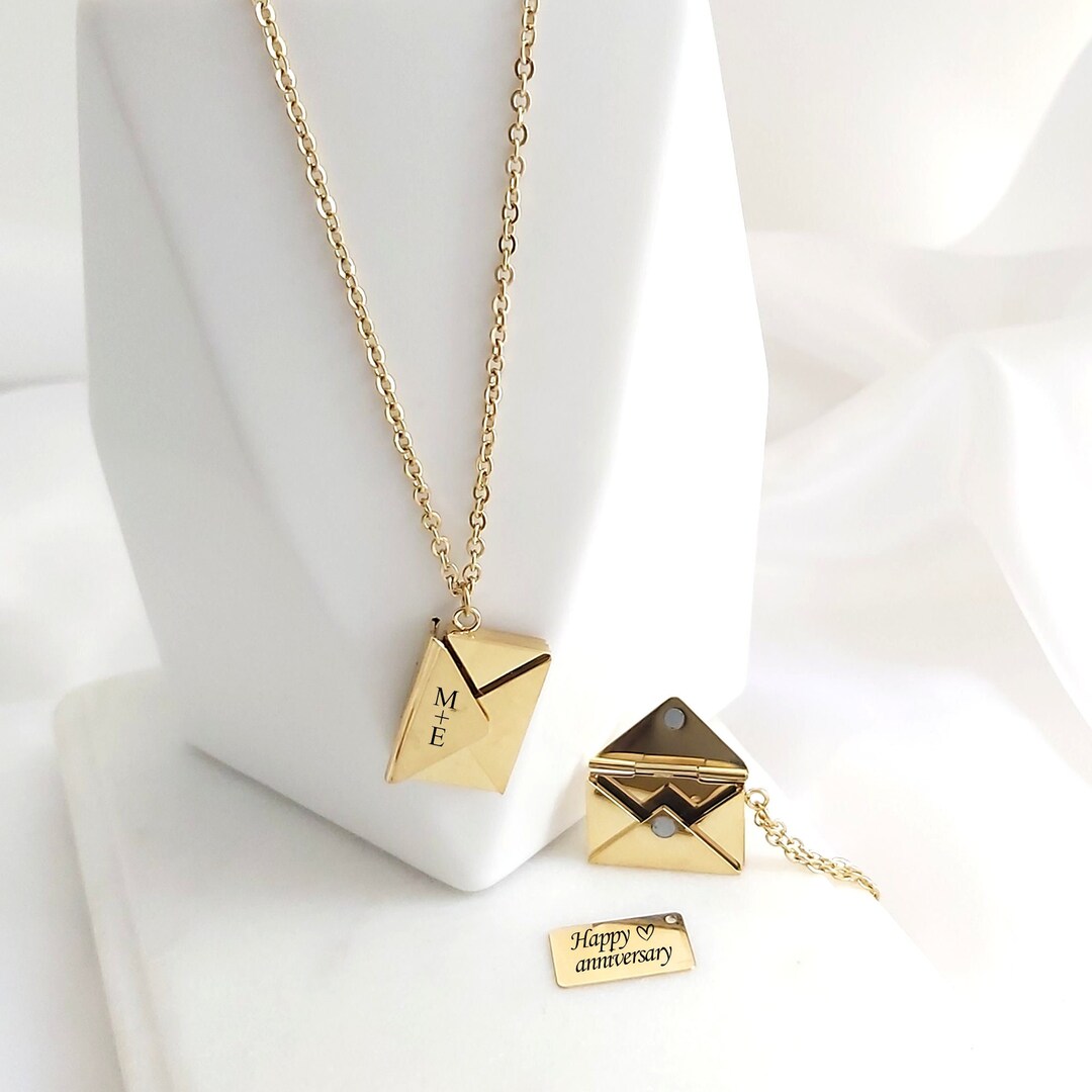 Personalized Envelope Locket, 1 Year Anniversary Gift for Girlfriend ...