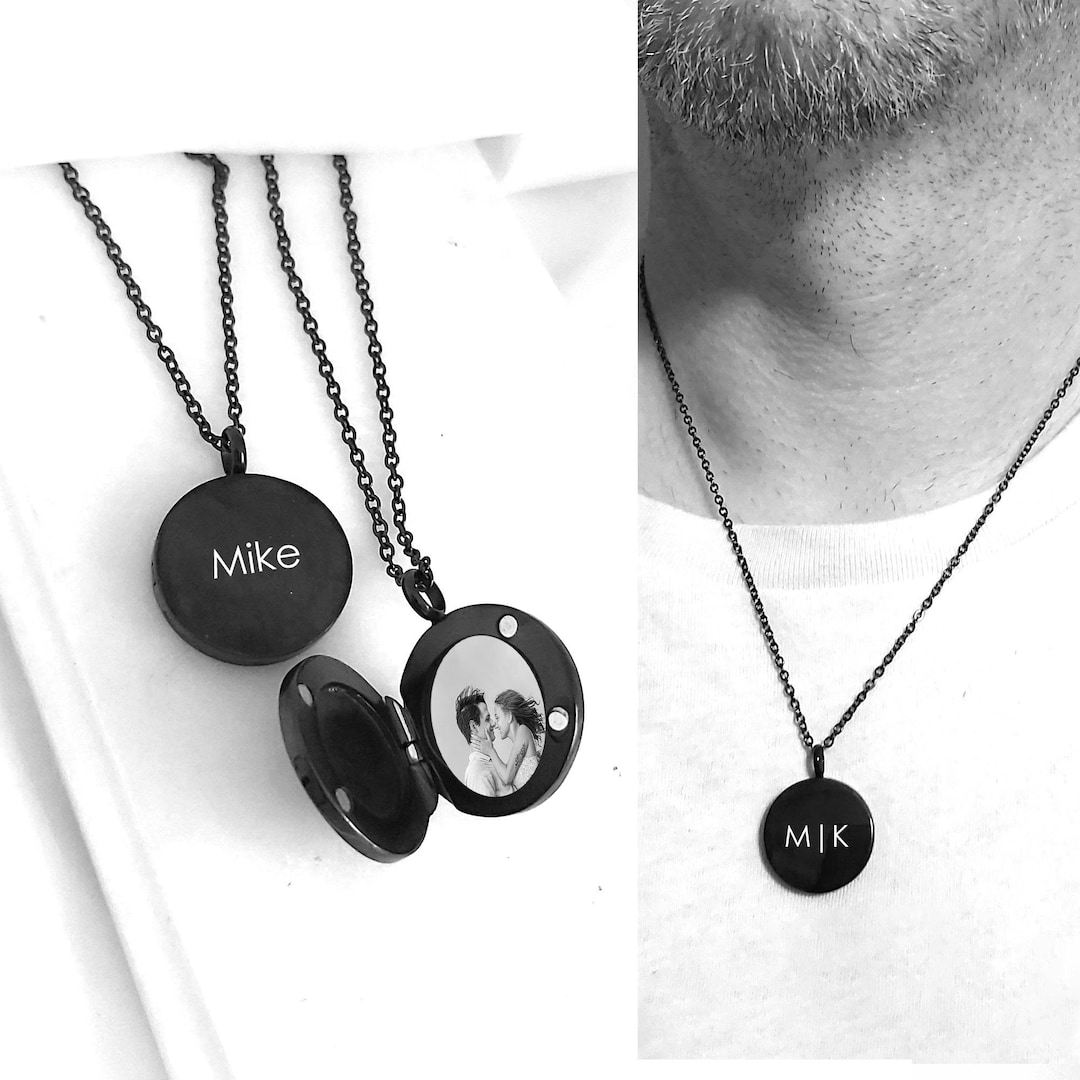 Mens Locket With Photo, Personalized Custom Engraved Locket Necklace ...