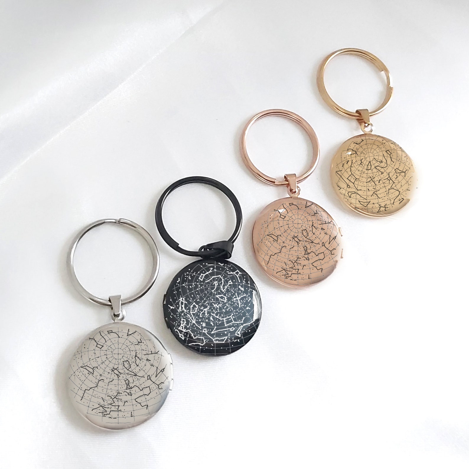 Night Sky Star Map Locket Keychain With Photo for Girlfriend and ...