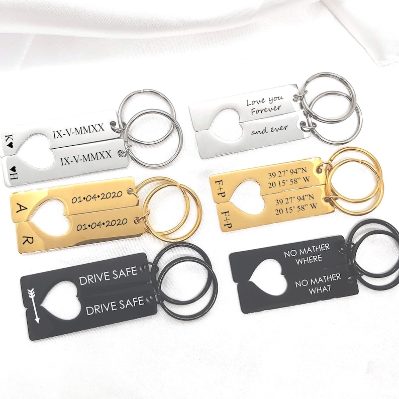 Custom Cute Matching Keychains Set of Two for Couples and Best Friends ...