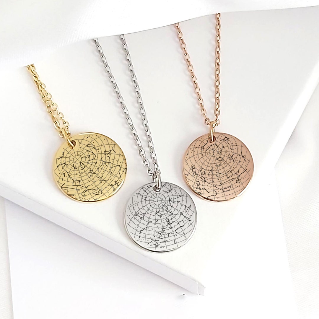 Night Sky Star Map Necklace for Woman, Mom Birthday Necklace, Custom ...