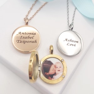 Locket for Kids, Custom Engraved Round Small Locket Necklace for ...