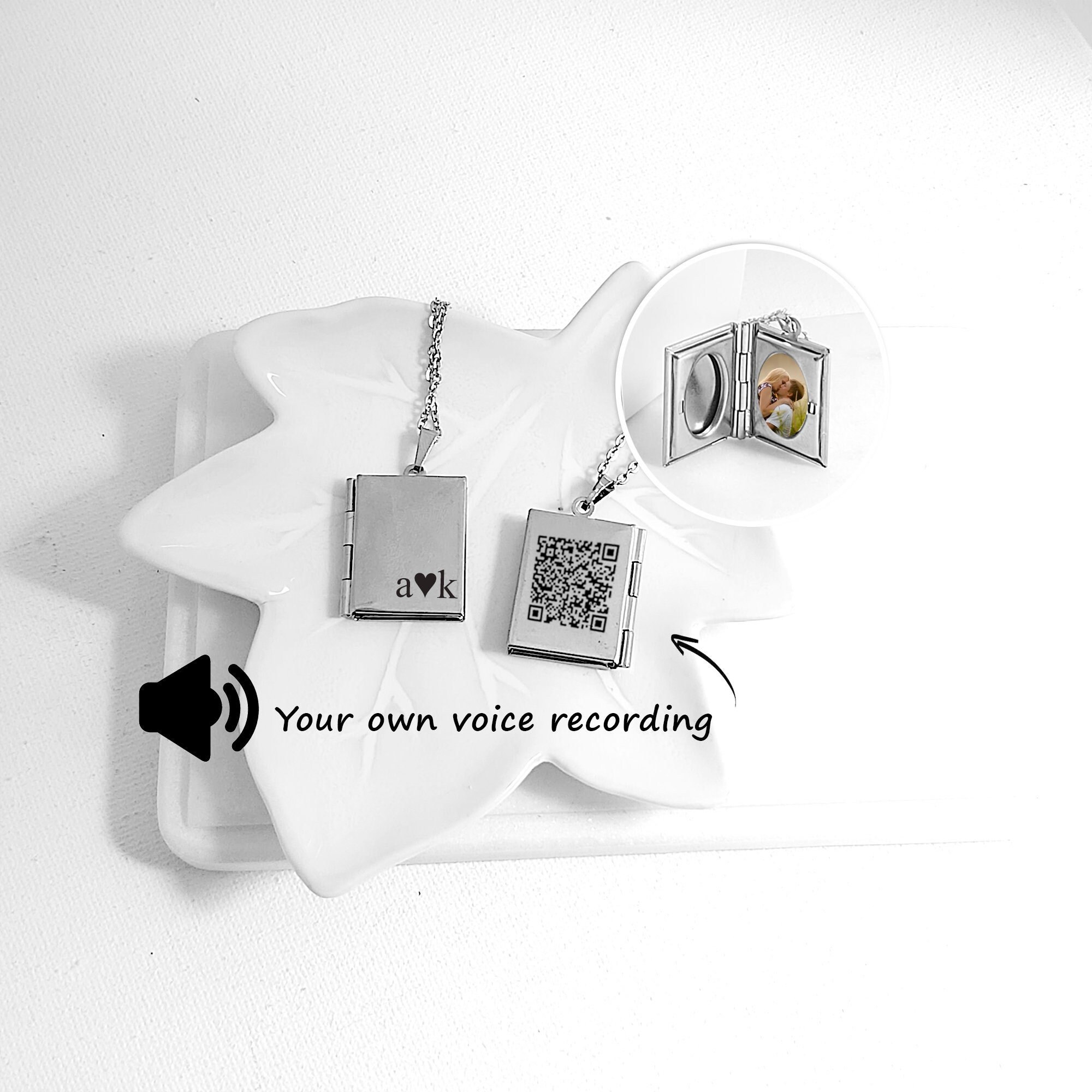 Your Own Voice Recording QR Code Book Locket Necklace for - Etsy Canada
