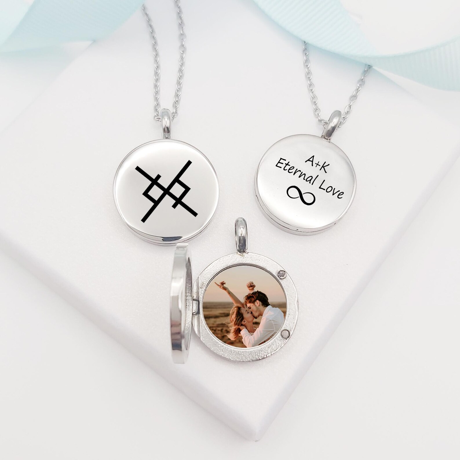 Viking Love Symbol Locket With Photo for Men, Eternal Love Picture ...