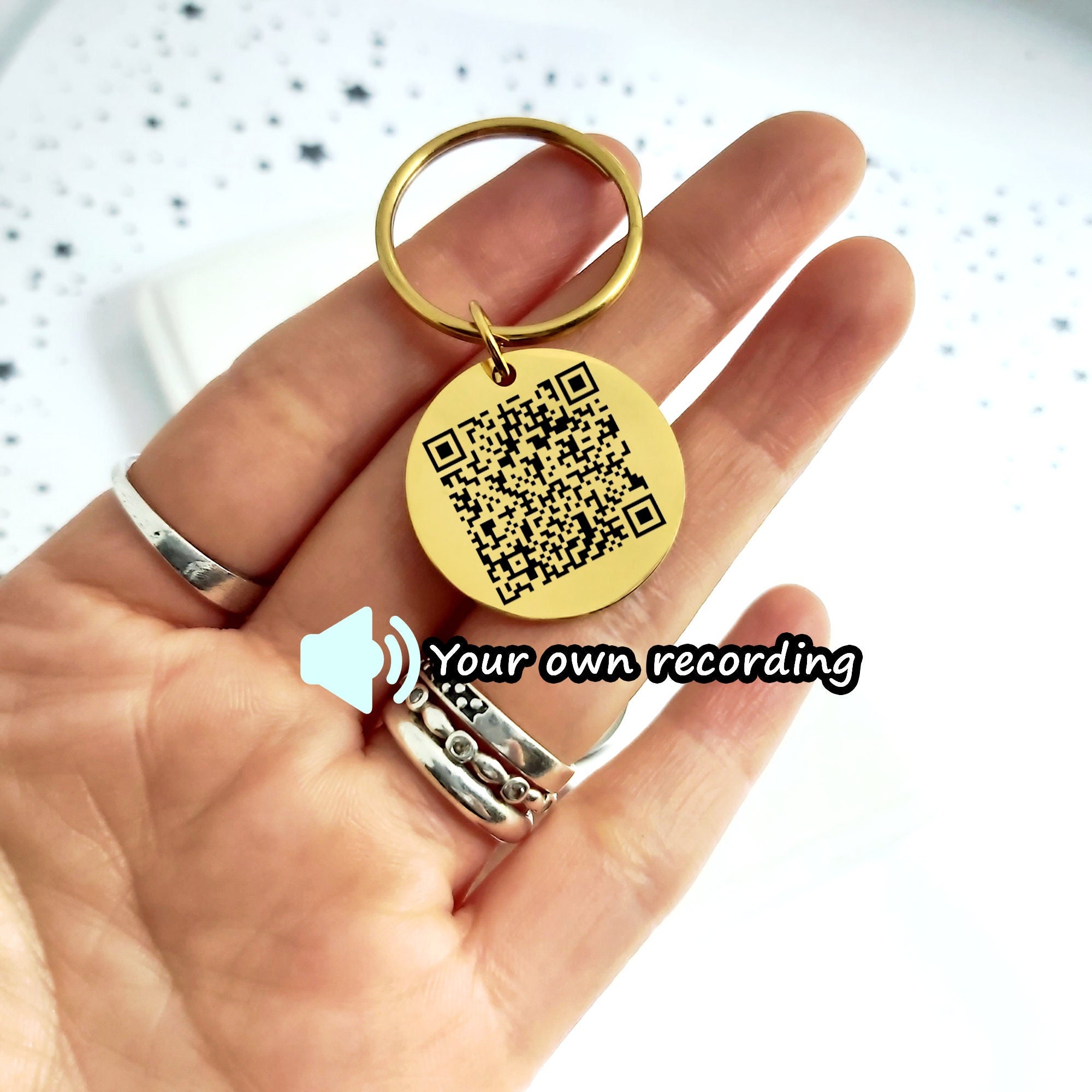 QR Code Keychain, Soundwave Art, Voice Memorial Gift, Voice Recording ...