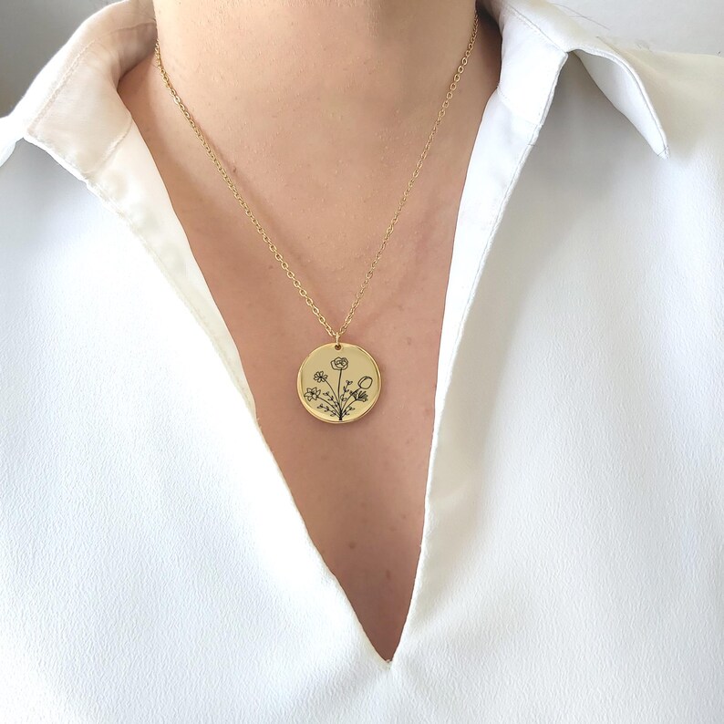 Mothers Day Necklace for Mom and Grandma With Kids Birth Flowers ...
