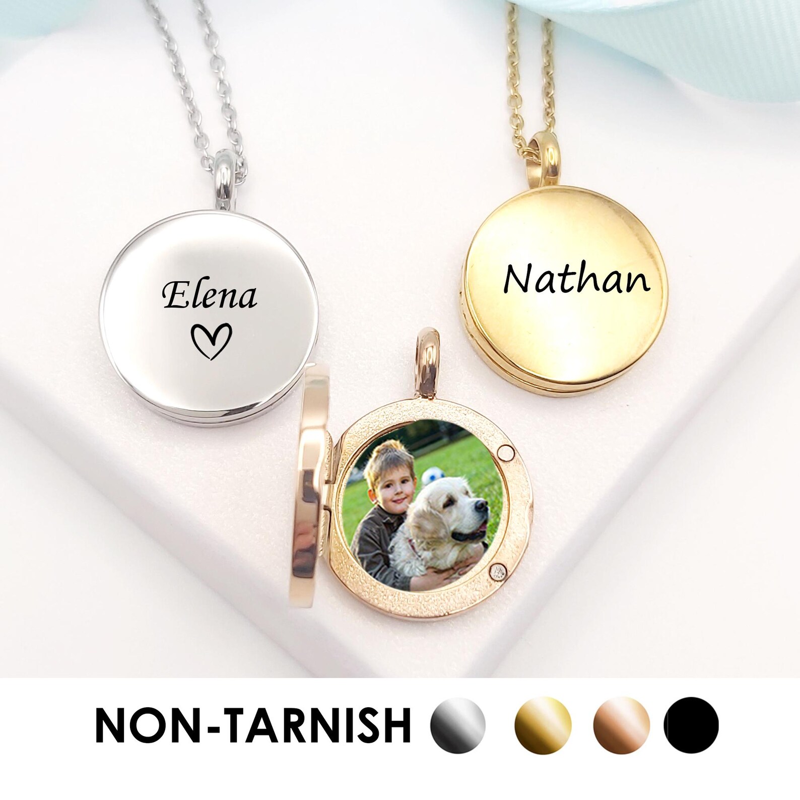 Locket for Kids, Custom Engraved Round Small Locket Necklace for ...