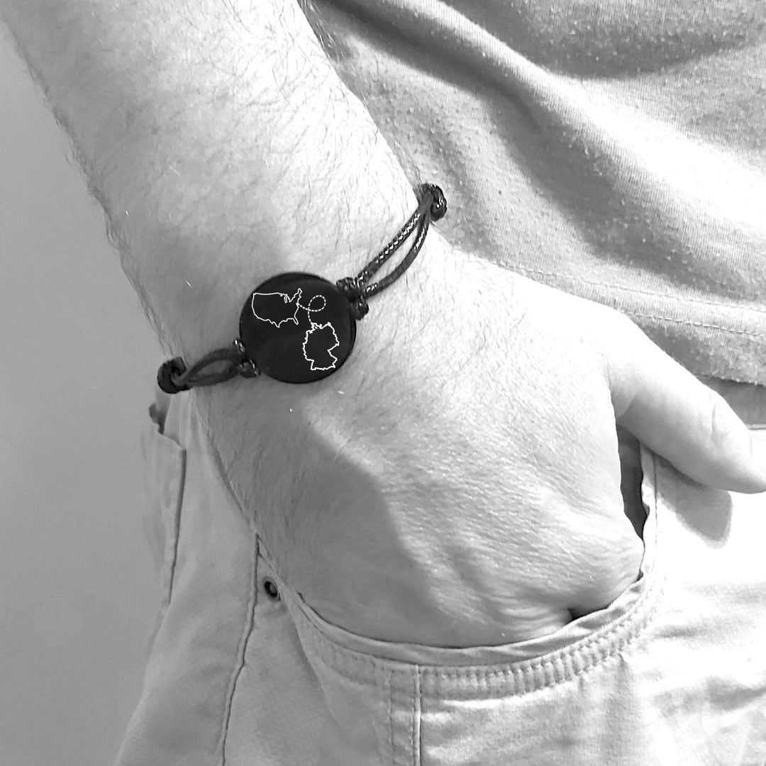 Two Country Bracelet for Men, Long Distance Relationship Valentines ...