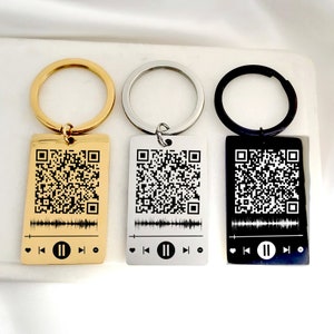 Soundwave QR Code Keychain, Voice Memorial Gift, Voice Recording ...