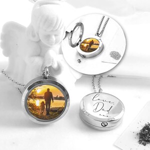 Locket Necklace With Photo and Urn for Ashes Engraved With Your Own ...