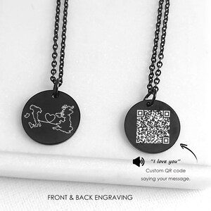 Personalized Long Distance Relationship Coin Necklace With Custom Engraved Estate or Country Map ...