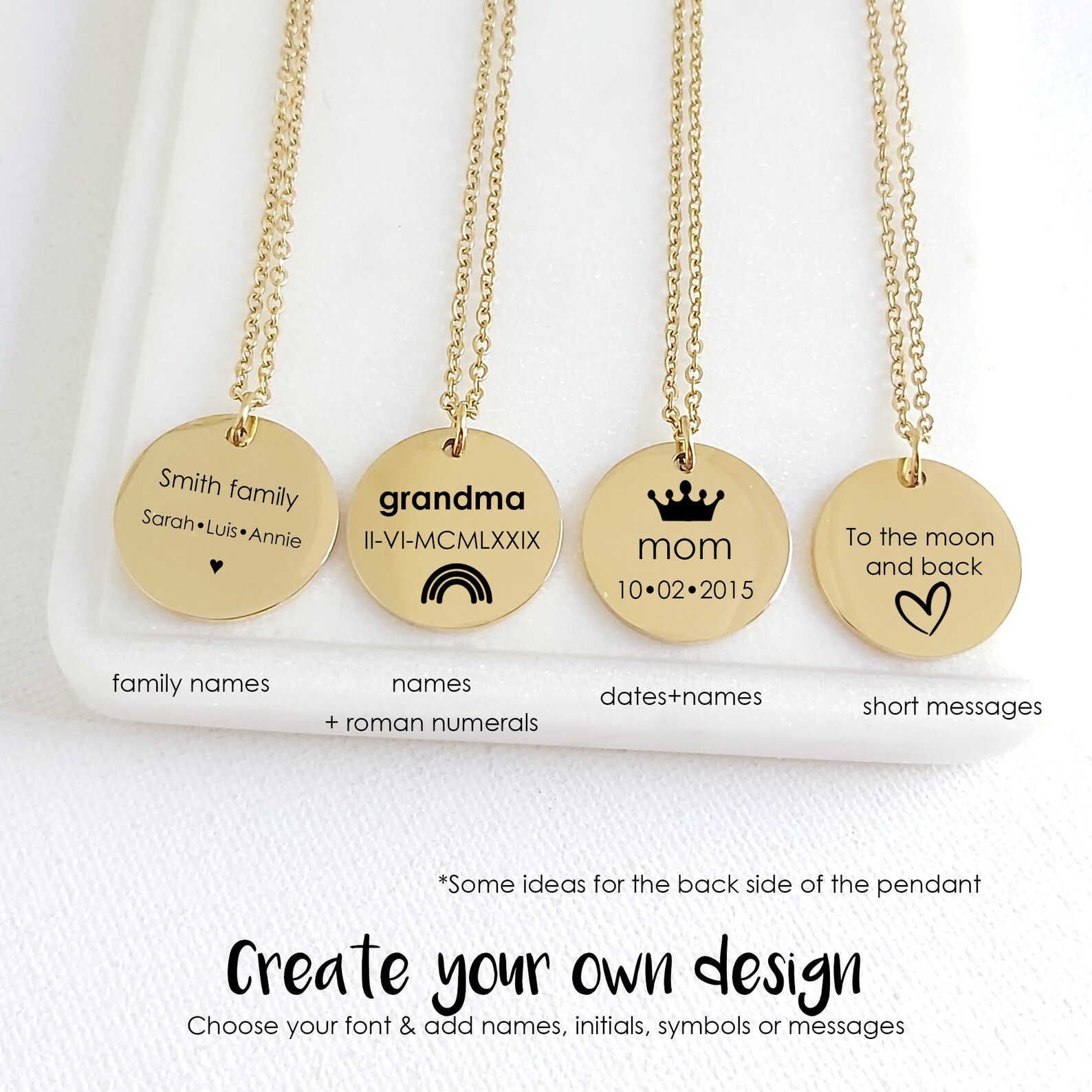 Birth Flower Disc Name Necklace Custom Engraved Birth Month - Etsy Canada