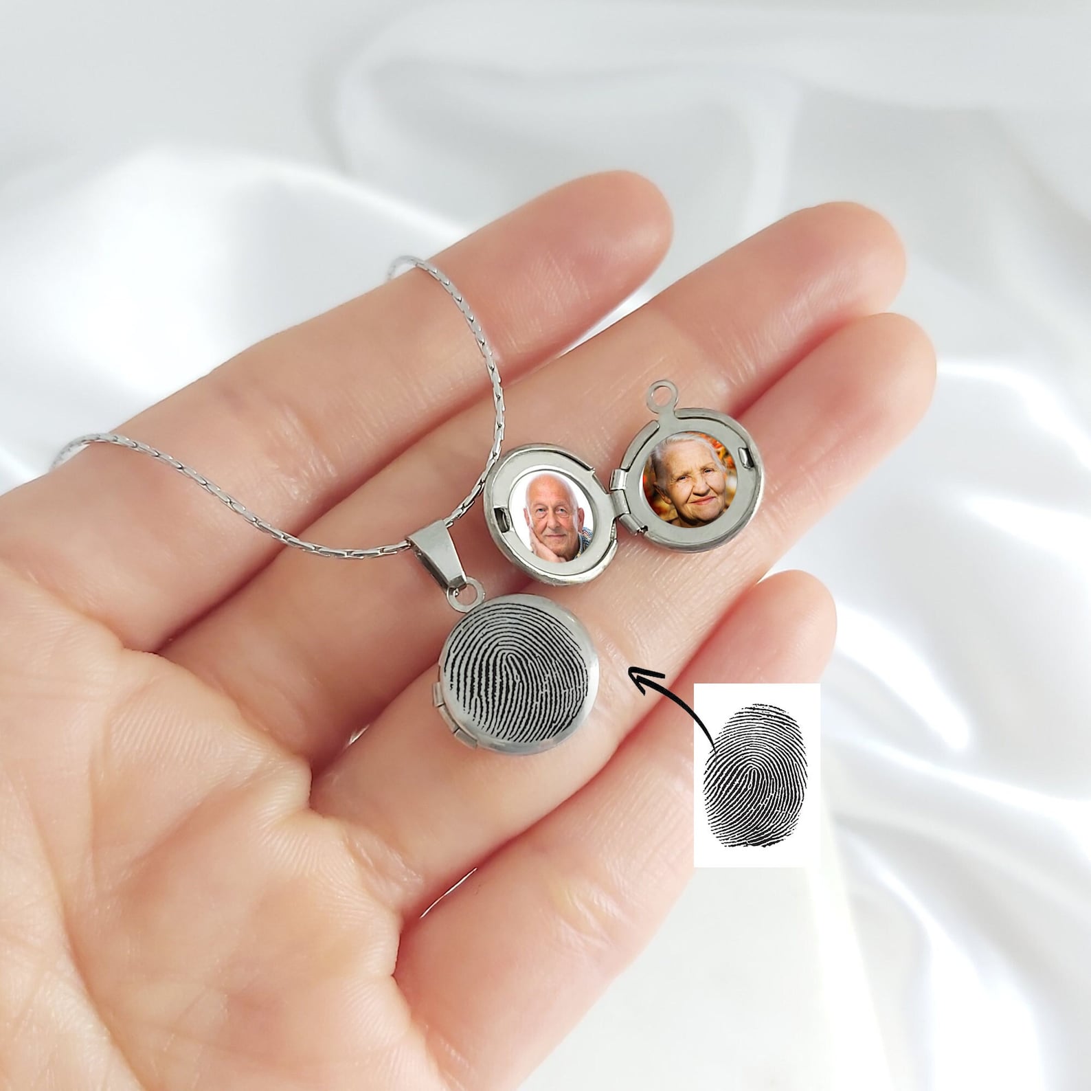 Tiny Round Fingerprint Locket for Photo Necklace Custom - Etsy