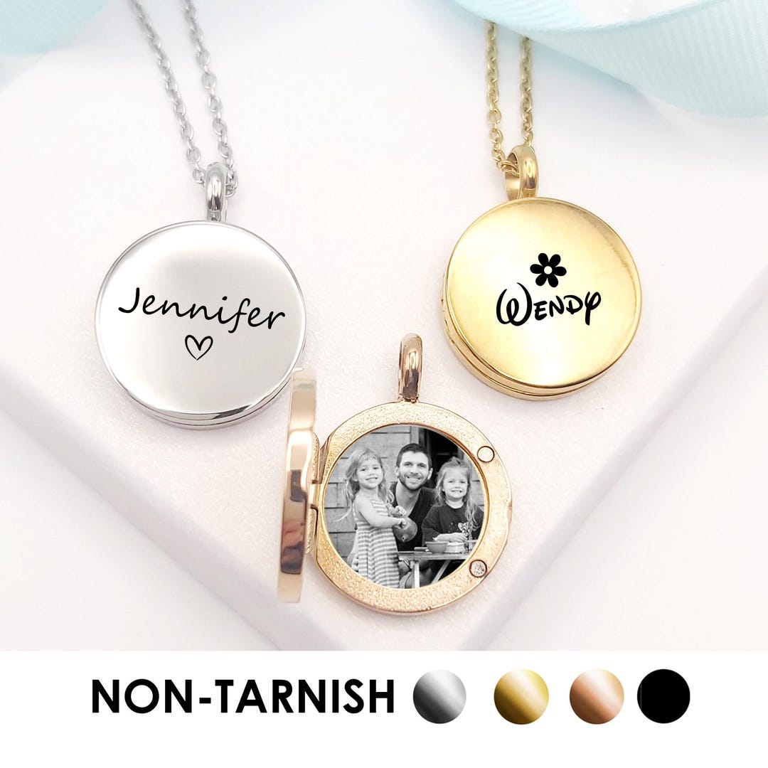 Locket for Kids, Custom Engraved Round Small Locket Necklace for ...