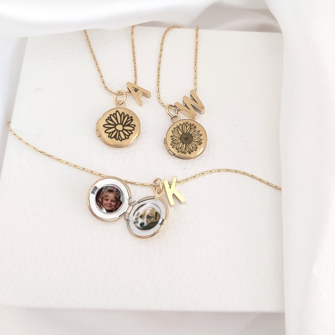 Kids Locket Engraved With Birth Month Flower, Personalized Birthday ...