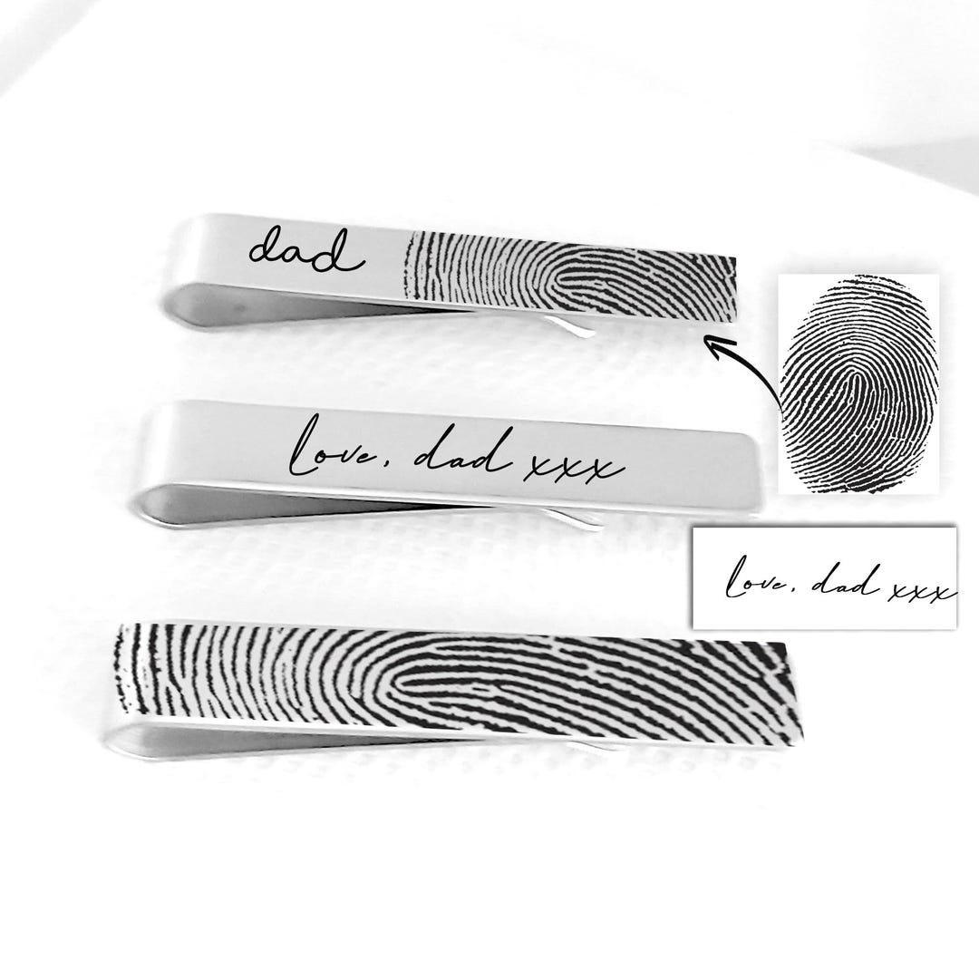 Memorial Wedding Handwriting Tie Clip With Fingerprint, Custom Tie Clip ...