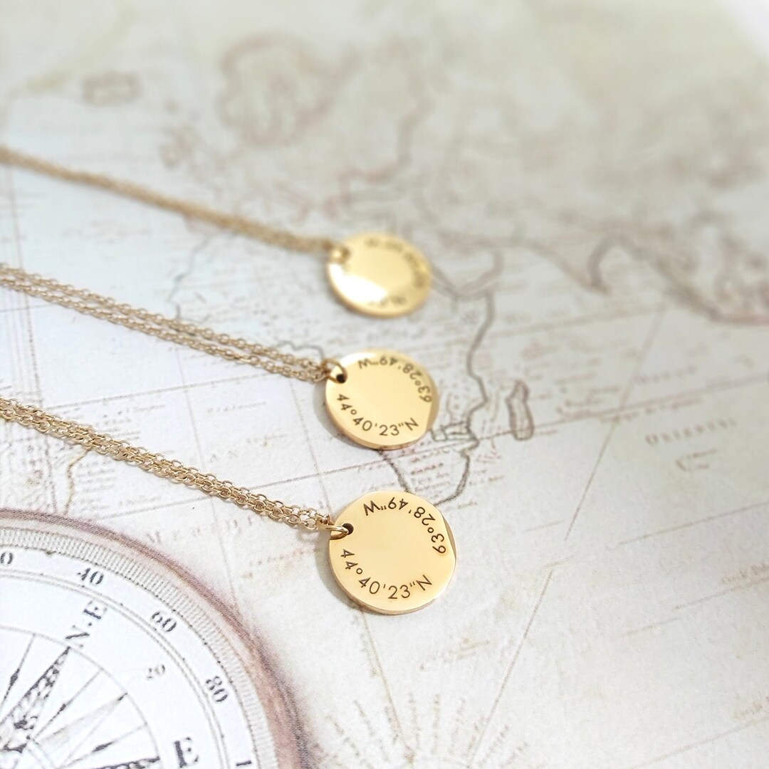 Coordinate Necklace, Unisex Gps Location Latitude Longitude Gift, Long ...