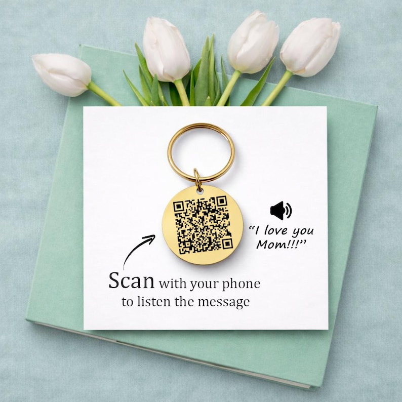 Personalized QR Code Voice Keychain Gift for Mom & Grandma, Custom ...