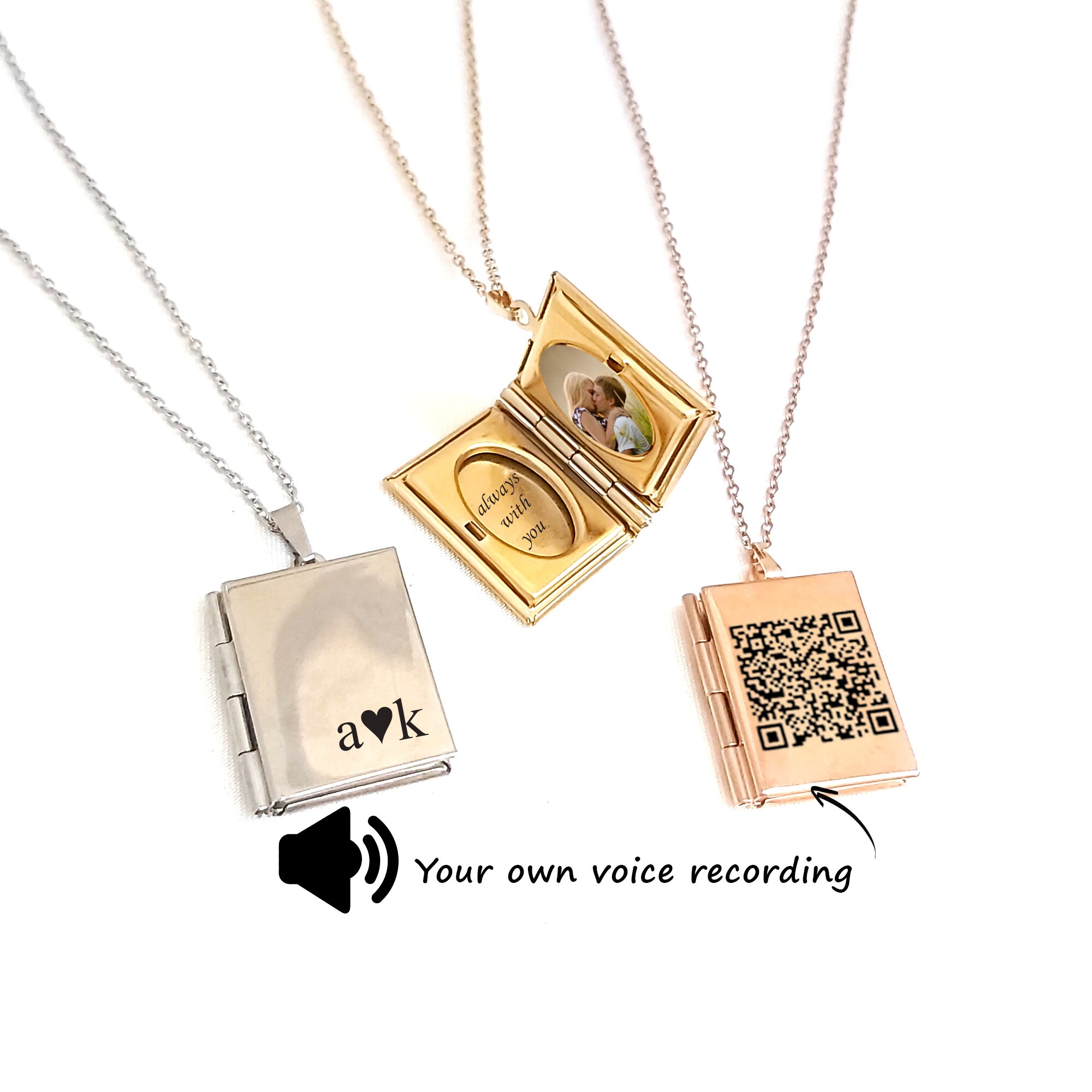 Your Own Voice Recording QR Code Book Locket Necklace for - Etsy Canada