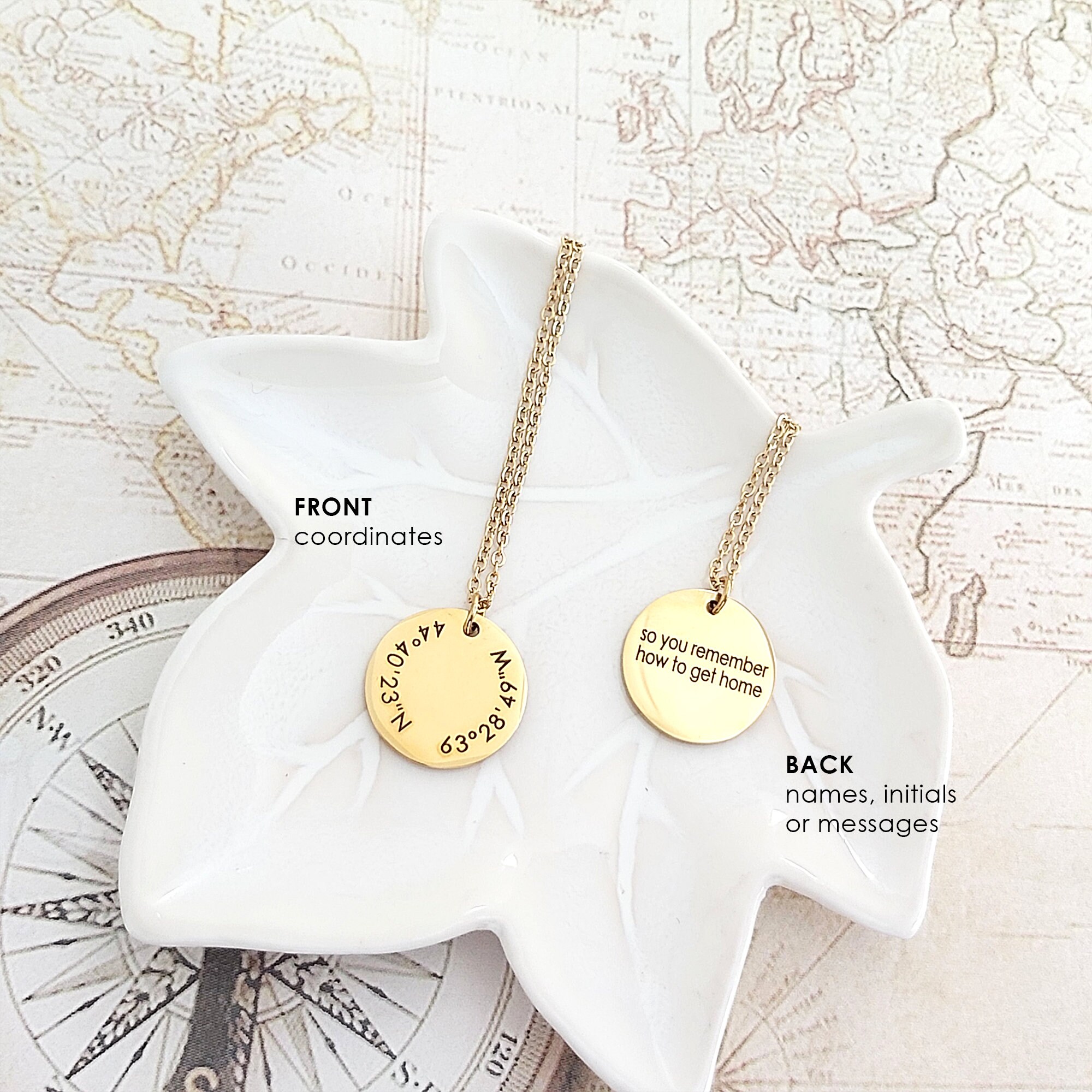 Coordinate Necklace, Unisex Gps Location Latitude Longitude Gift, Long ...