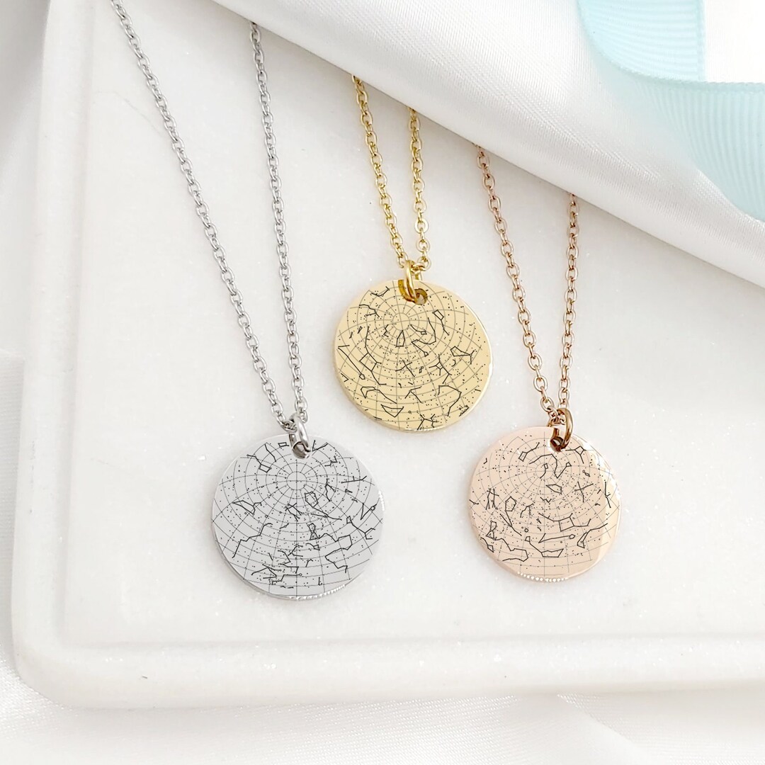 Night Sky Star Map Necklace for Woman, Mom Birthday Necklace, Custom ...