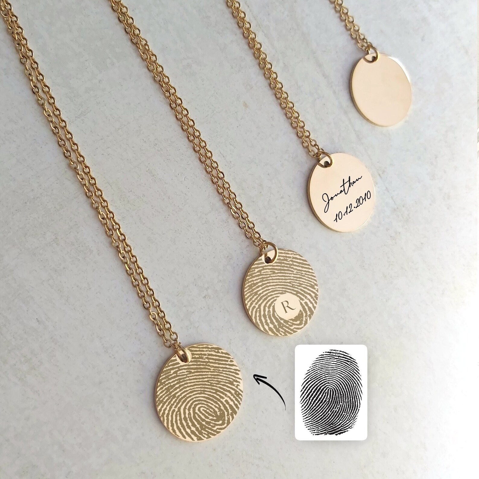 Fingerprint Necklace Thumbprint Memorial Jewelry Grief - Etsy